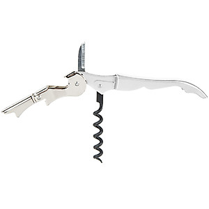 Pulltap's Double-Hinged Waiters Corkscrew, Wine Opener and Foil Cutter, Beer Bottle Opener, White