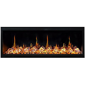 Litedeer Homes Latitude II 58" Smart Electric Fireplace with App, Crackling Fire Sounds, Diamond-Like Crystal, Black - ZEF58VC