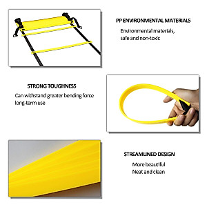 OFYDNR Speed Agility Ladder Training Set - 12 Rung 20Ft Agility Ladder, 12 Disc Cones, 4 Steel Stakes, Resistance Parachute with Carry Bag for Soccer Basketball Football Boxing Footwork Sports