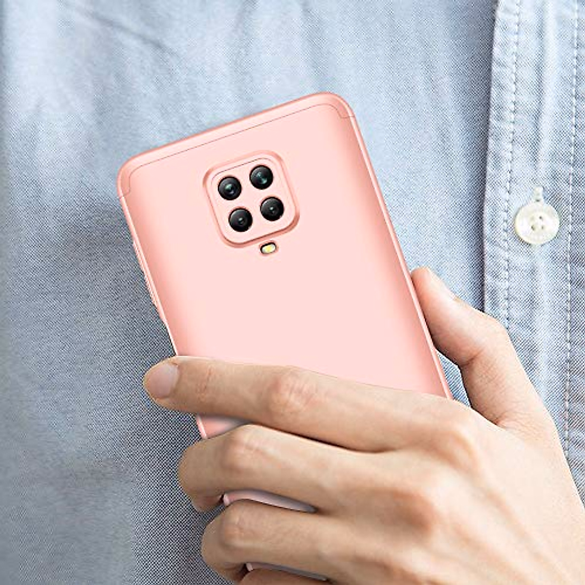 Asdsinfor Compatible with Redmi Note 9S Case 3 in 1 360 Degree Full Body Case Slim Hard PC Plastic Anti-Scratch Bumper Compatible with Xiaomi Redmi Note 9 Pro/Note 9 Pro Max 3 in 1 Rose Gold AD