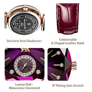 NN BEN NEVIS Watch, Watches for Women with Elegant Leather Strap, Fashion Analog Creative Diamond Dial Wrist Watch, Jewelry Gift for Wedding Anniversary Birthday