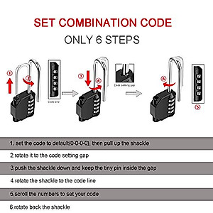 Disecu 2.5 Inch Long Shackle Combination Lock 4 Digit Outdoor Waterproof Padlock for School Locker, Gym Locker, Hasp Cabinet, Gate, Fence, Toolbox (Black, 2 Pack)