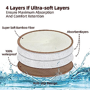 AnAnBaby Organic Bamboo Nursing Breast Pads - 10-Pack Reusable Non-Slip Nipple Pads for Breastfeeding New Moms Postpartum Essentials (5.5inch) with Washing Bags and Handbags（X-Large，Five Colors）