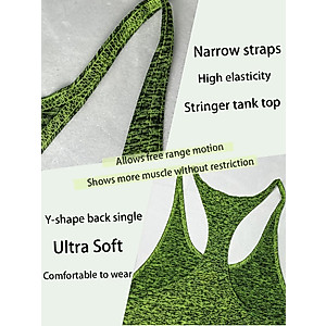 Aitrepeo Stringer Bodybuilding Tank Tops Low Cut Off Gym Workout Training Stretch Polyester Quick Dry T Shirts/Green/Blue/S