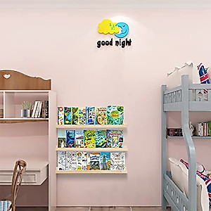 AZSKY Natural Wood Wall Mounted Shelves 24 Inch Floating Wall Book Shelf Floating Ledge Storage Rustic Shelves Photo Picture Ledge for Home Decor a Set of 3