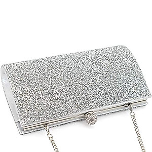MagicLove Bling Evening Bag for Women Rhinestone Crystal Clutch Purse Silver