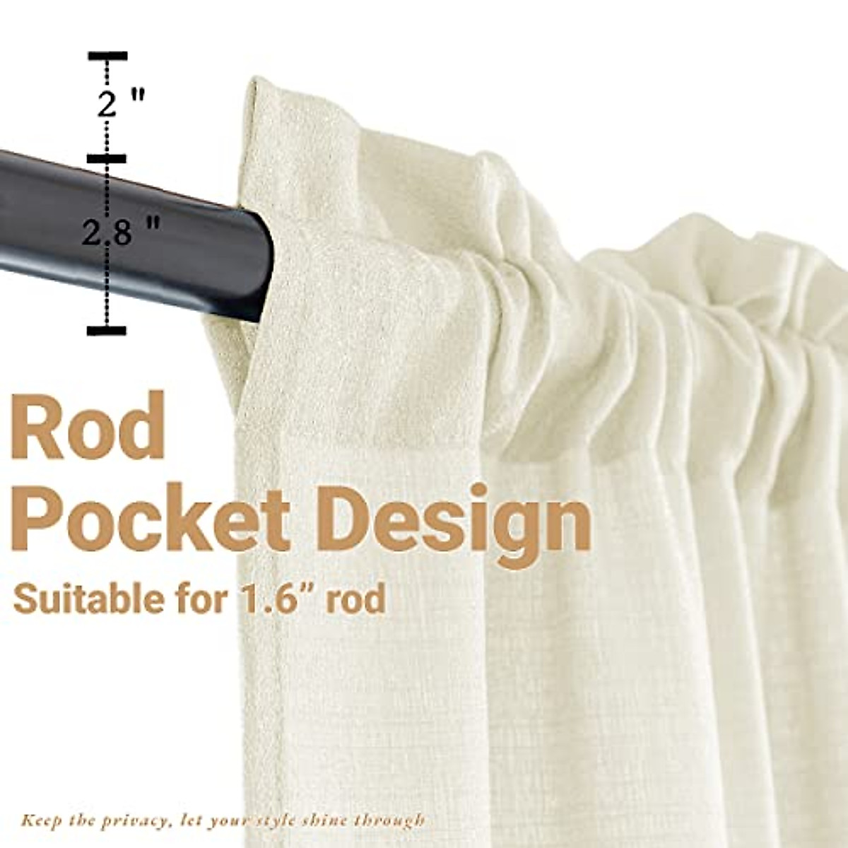 Yancorp Beige Curtains 96 Inch Length for Living Room 2 Panels Linen Textured Sheer Curtain Set Light Filtering Semi Sheer Drapes Curtains for Bedroom(Beige,W52 X L96)