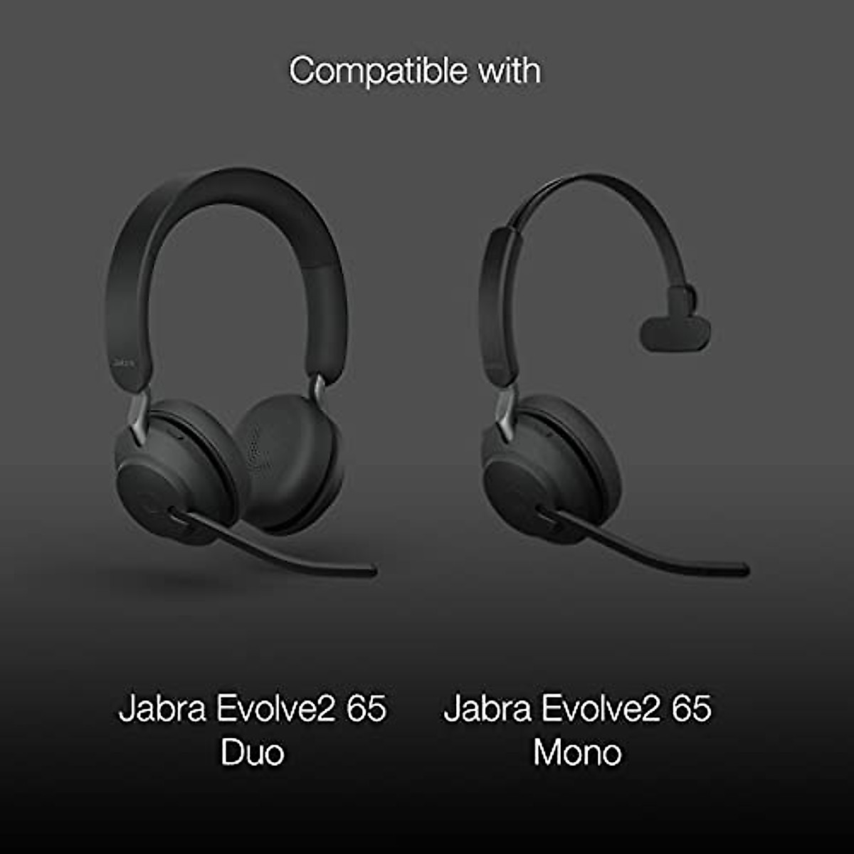 Ear Cushions Pads for Jabra Evolve2 65, Elite 45h, Evolve2 40, Bluetooth and Corded USB Headsets, Global Teck 2pk Replacement Spare Leatherette Ear Cushion (2-Pack Ear Cushions)