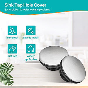 BERYLER® 2 Pack Kitchen Sink Hole Cover (1.2” to 1.6” in Diameter), Brushed Nickel Faucet Hole Cover Stainless Steel, Sink Tap Hole Cover Brushed Nickel