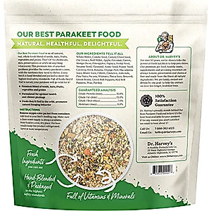Dr. Harvey's Our Best Parakeet Food, Wholesome Seeds, Nuts, Fruits, and Vegetables Bird Feed for Budgies and Parakeets