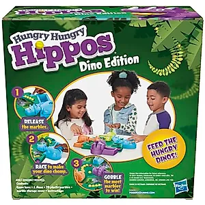 Hasbro Gaming Hungry Hungry Hippos Dino Edition Board Game, Pre-School Game for Ages 4 and Up; for 2 to 4 Players (Amazon Exclusive)