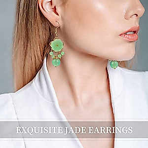 HL1971 14K Natural Green Western Stud Gold Jewelry Jade Women for Earrings