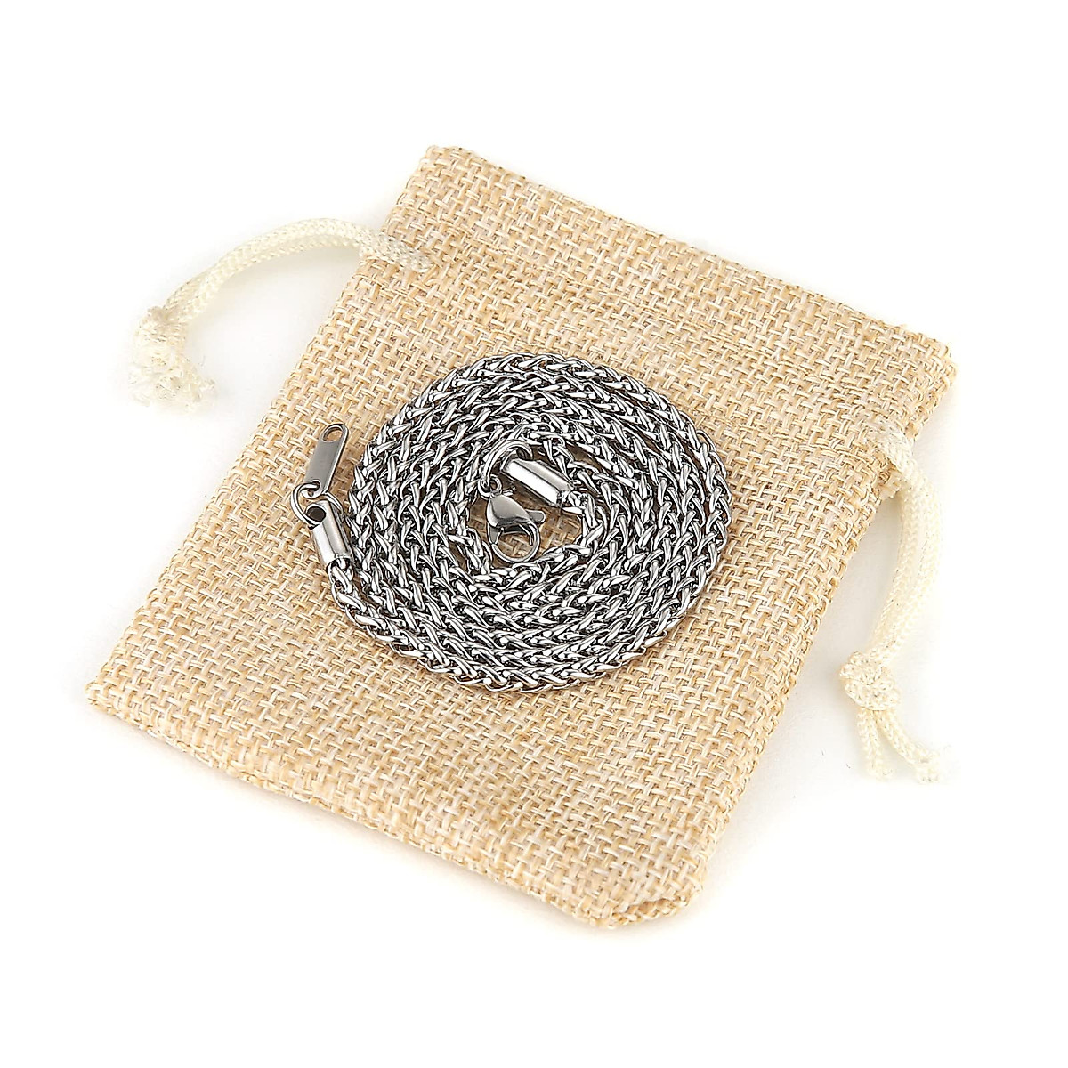 HZMAN 3.0mm Stainless Steel Wheat Silver Chain Necklaces for Men & Women 16" -30"