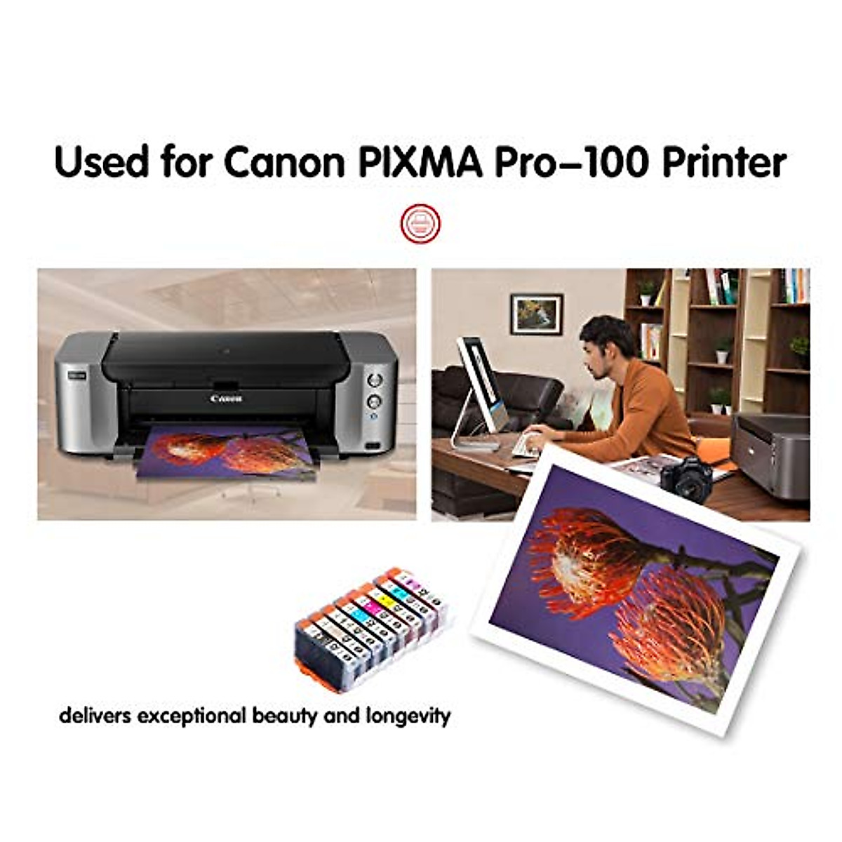 F FINDERS&CO Compatible Ink Cartridges Replacement for Canon CLI42 CLI-42 Ink for Canon Pixma Pro-100 Pro-100S Printer (2BK 2C 2M 2Y 2PC 2PM 2GY 2LGY, 16-Pack)