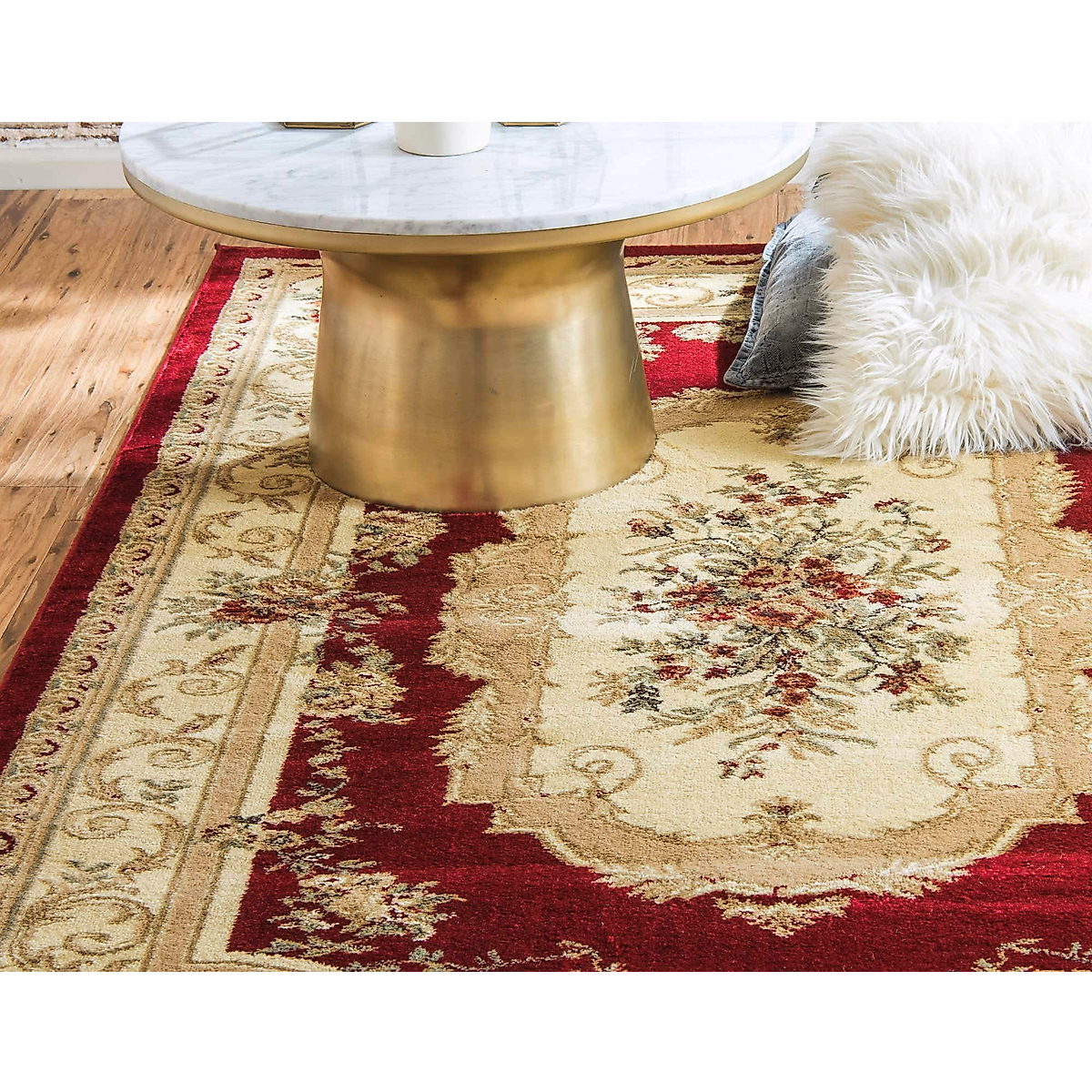 Unique Loom Versailles Collection Traditional Classic Floral Motif Area Rug (7' 0 x 10' 0 Rectangular, Burgundy/ Ivory)