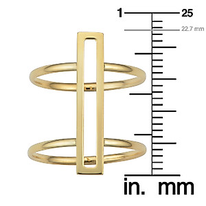 Kooljewelry 14k Yellow Gold Bar Double Band Ring (size 7)