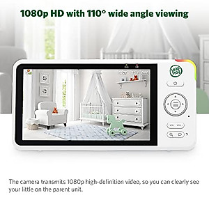 LeapFrog LF1726FHD Baby Monitor, 5.5' 1080p Screen, Up to 2500 ft range, Pan-Tilt-Zoom, Night Light, Color Night Vision, Soothing Sounds, Secure Transmission, Secure Transmission No WiFi