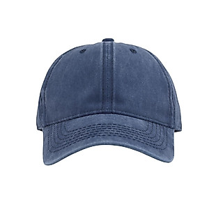 AOSMI Vintage Washed Cotton Adjustable Baseball Cap Men Women Ball Cap Soft Low Profile Plain Blank Workout Dad Hat Navy Blue