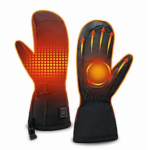 MOUNT TEC Explorer 3 Rechargeable Electric Battery Heated Ski Glove Mitten Snowboard Gloves for Women & Men Heated Gloves Mitten for Hunting Fishing Hiking (Black, XS)