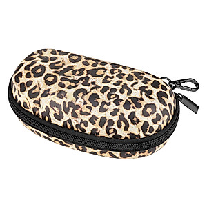 MoKo Unisex PU Protective Eyeglasses Case, Leopard, Zipper, 6.69x3.66x2.28in, 3.27oz