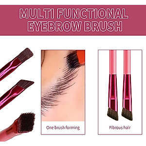 2PC Natural UltraThin Stroke Brow Brush and Eyebrow Cream, Eyebrow Hair Stroke Brush, Multifunction Ultra-thin Angled Realistic Eyebrow Brush (Dark-brown)