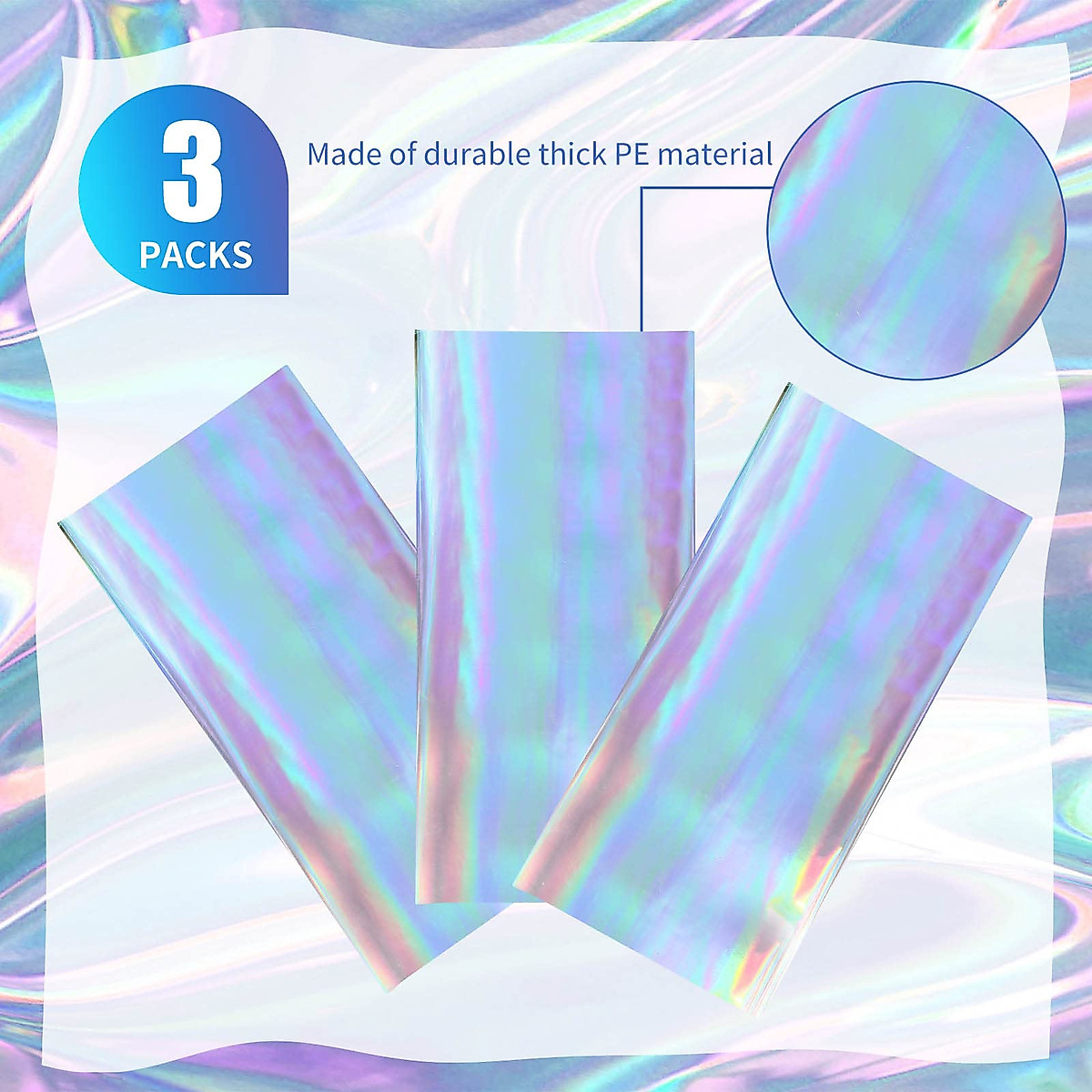 3 Pack Iridescence Plastic Tablecloths Shiny Disposable Laser Table Covers 54 x 108 Inch Sparkle Holographic Foil Tablecloth Iridescent Bridal Wedding Christmas Birthday Party Decoration (3, Laser)