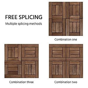 Topeakmart 27PCS Patio Deck Tiles Interlocking Wood Composite Decking Floor Tiles 12 x 12in Brown for Outdoor & Indoor Patio Garden Deck Poolside