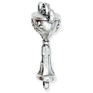 Pack of 10 - First Holy Communion Chalice Sacrament Rosary Center Piece Rosary Connector, 7/8" Silver Oxidized - Made in Italy