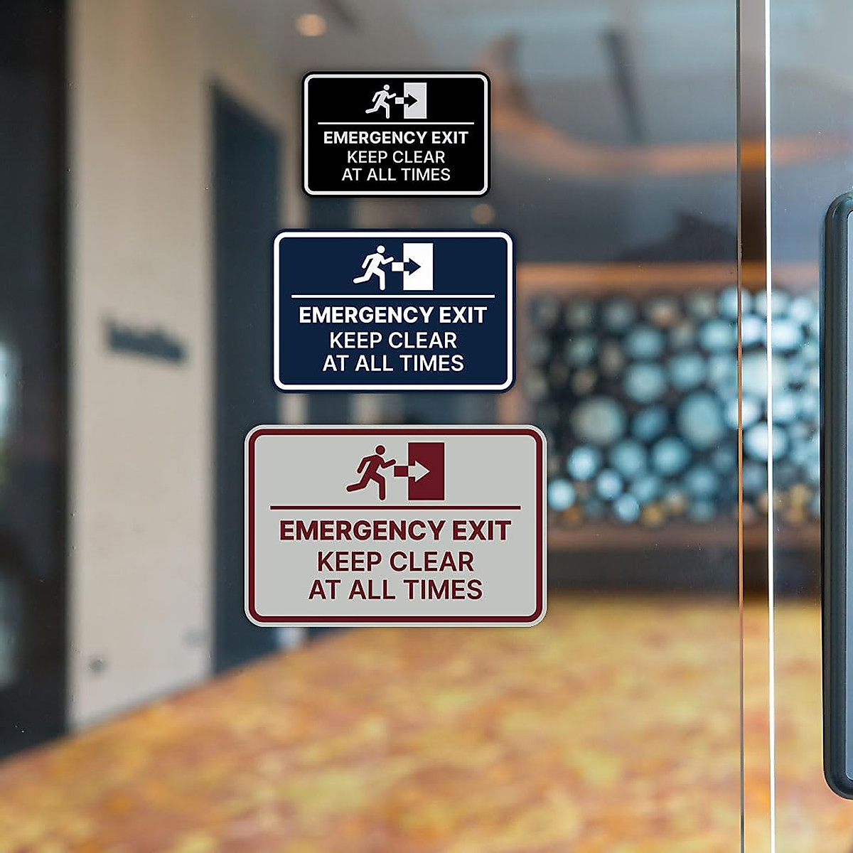 Signs ByLITA Classic Framed Emergency Exit: Keep Clear at All Times Sign (Black Gold) - Large