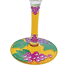 Enesco Designs by Lolita Drink Happy Thoughts Hand-Painted Artisan Wine Glass, 15 Ounce, Multicolor