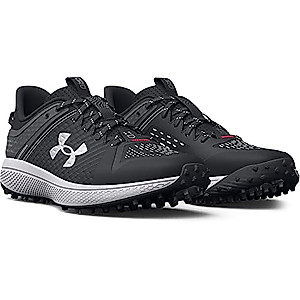 Under Armour Mens Yard Low Turf Baseball Shoe, (001) Black/Black/White, 10.5 US