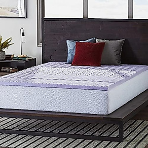 2'' Memory Foam Egg Crate Mattress Topper Queen Size Ultra-Soft 5 Zones Airflow Increase Maximize Comfort Technology Lavender Infused Pressure Points Relief Body Weight Distribute Support