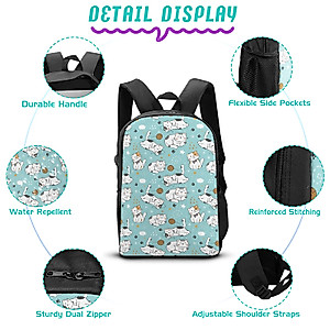 Cat Cute Aesthetic Backpack Set for Elementary School Student, Lightweight Classic Backpack for Women Girls School Bookbags with Lunch Box Pencil Case, Kawaii Backpack for Travel, School, Outdoor