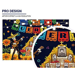 Allenjoy Day of The Dead Dia DE Los Muertos Backdrop Mexican Sugar Skull Flower Tombstone Fiesta Marigold Carnival Dress-up Party Background Cake Table Decor Photoshoot Photo Booth Studio Props