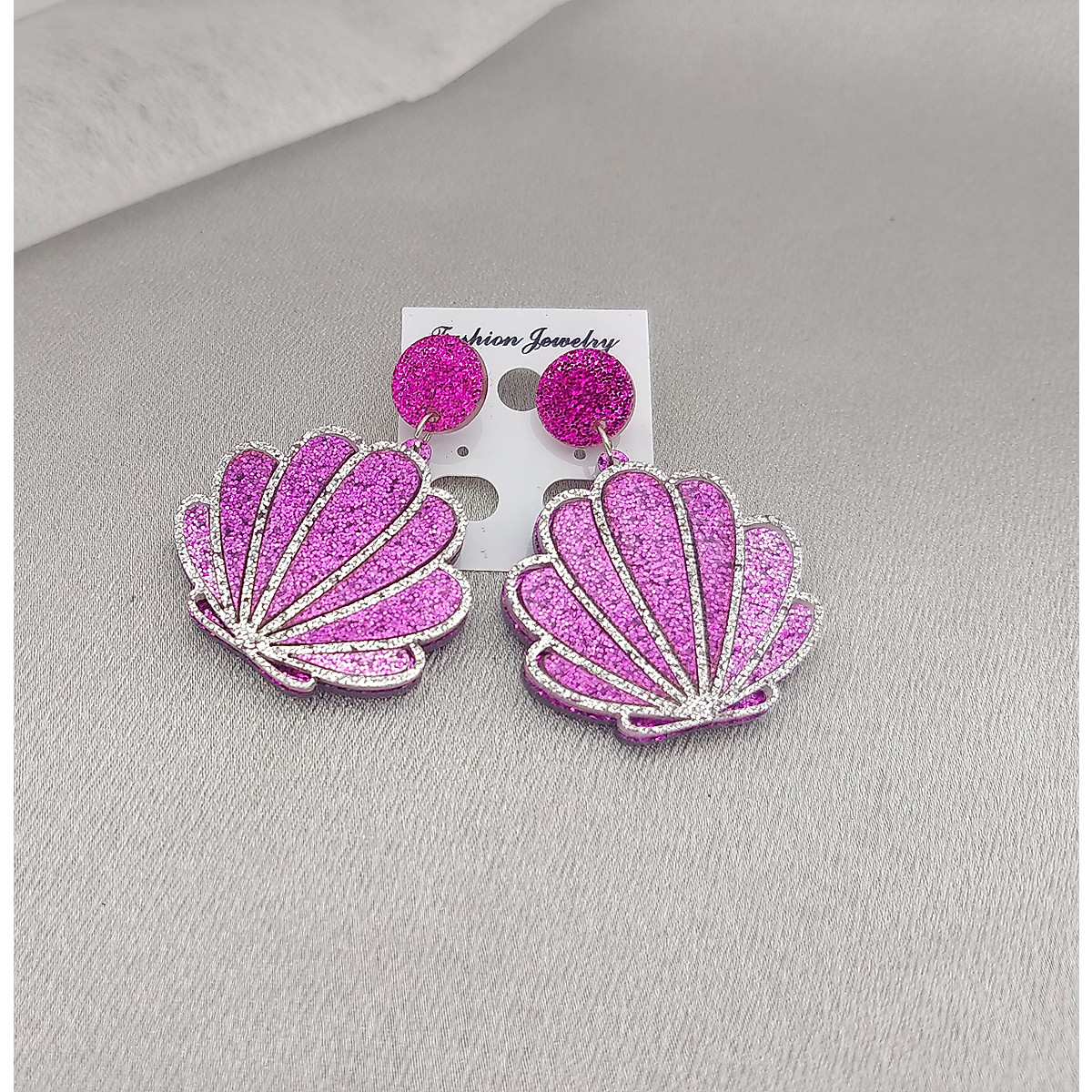 RUIZHEN Acrylic Sea Shell Nautical Sea Beach Stud Earrings Summer Beach Earrings for Women (purple)