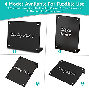 2PCS Black Acrylic Dry Erase Board with Stand for Desk, 16x12 Large Desktop Monthly Whiteboard Magnetic Fridge Calendar Memo Board, Daily Planner Blackboard Easel for Office, School