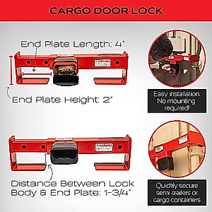 Equipment Lock Cargo Door Lock - Combination - Steel Cargo Door Lock - Truck Accessories and Storage - Maximum Security Door Lock - for Semi Trailer Trucks and Containers - Red (CDL-C)
