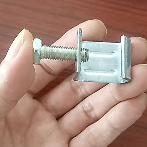 Ginyrerd 10Pcs Galvanized Steel M8 Clamp G Clamp Duct Flange Clip for Rectangular Tube Connection,Silver