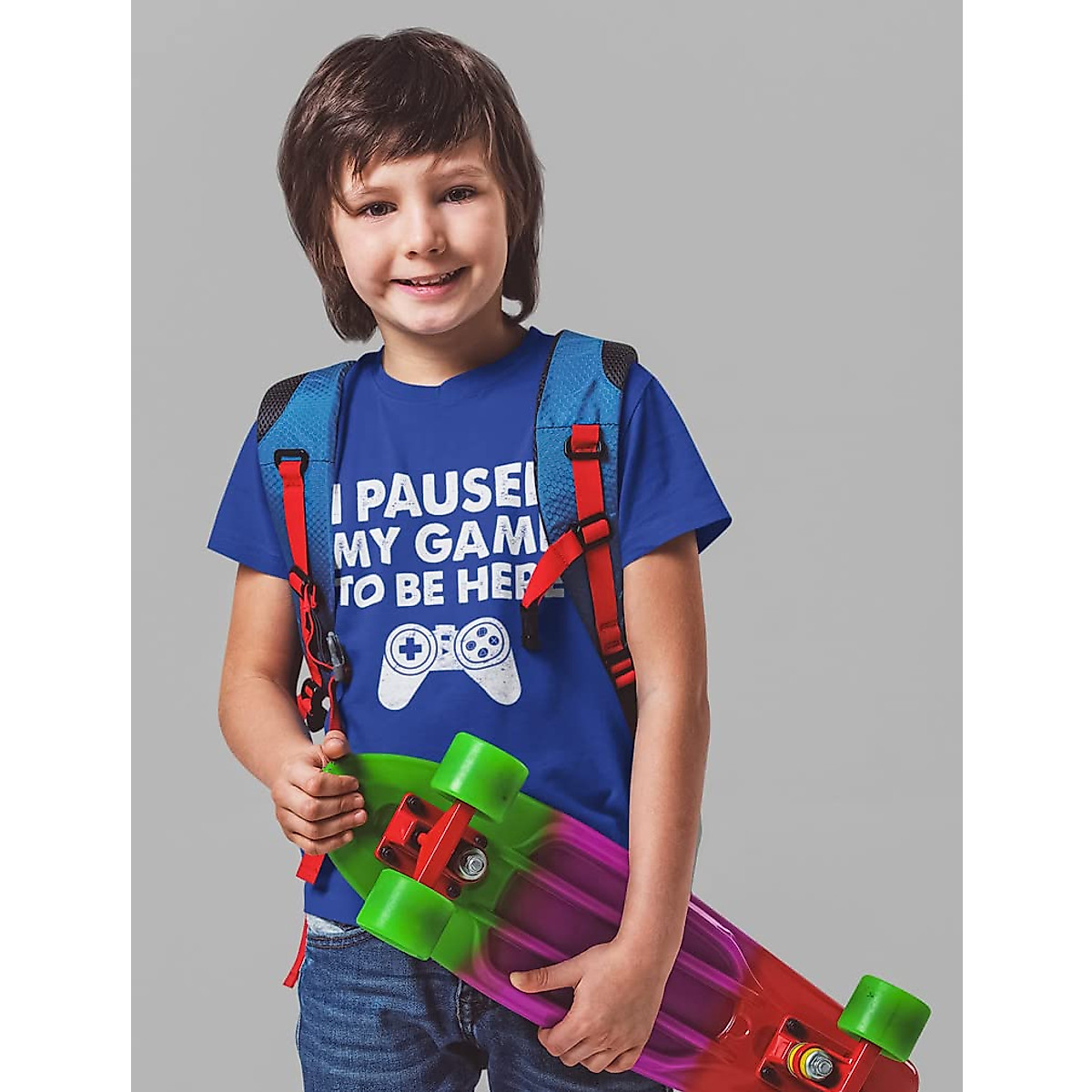 Kids Gamer Shirt I Paused My Game to Be Here Gifts for Gamers Boys Youth Gaming Shirts Medium Blue
