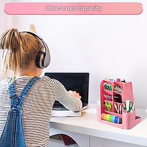 homyaco 360 Degree Dry Erase Chore Chart for kids, Rotating Pen Holder, Pencil Holder for Desk, Pen Organizer, Desk Organizers and Accessories, Cute Pencil Cup Pot for Office, School,Home(Pink)