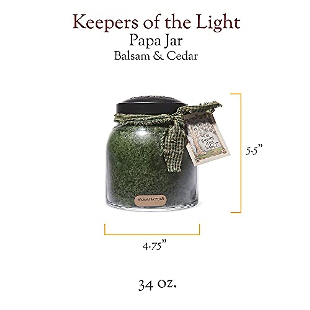 A Cheerful Giver - Balsam & Cedar - 34oz Papa Scented Candle Jar with Lid - Keepers of The Light - 155 Hours of Burn Time, Gift for Women, Green