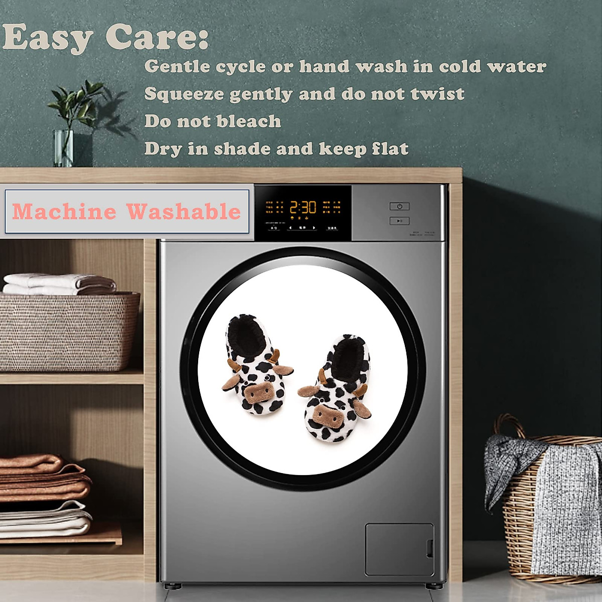 The Metluks Cute Animal House Slippers for Teens Girls Boys Adult Women Indoor, Warm Fuzzy Bedroom Sock Shoes with Grippers Non slip, Cozy Funny Christmas Gifts Cow Kids Size 4-6