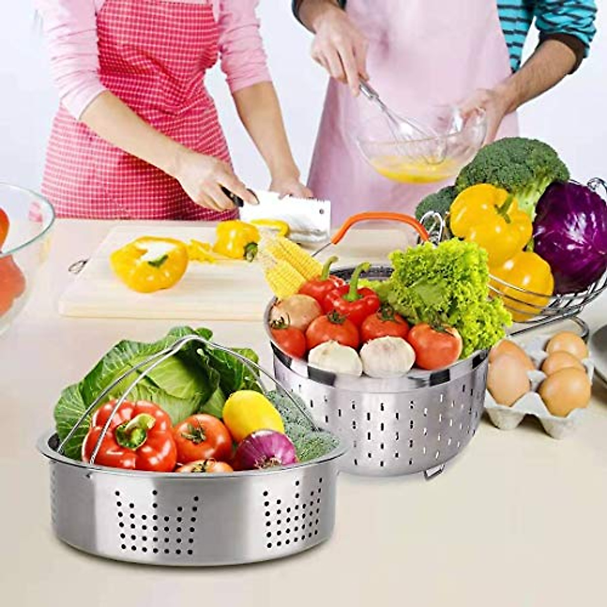 Cooking Accessories Set Compatible with Instant Pot Accessories 8 Qt Only, 8 Quart Accessory Kit with 2 Baskets Glass Lid Silicone Sealing Rings Springform Pan Cookbook