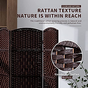 Divider Room Panel, 4 Panel 6 Ft Folding Privacy Screens, Freestanding Hinged Room Dividers (Brown)