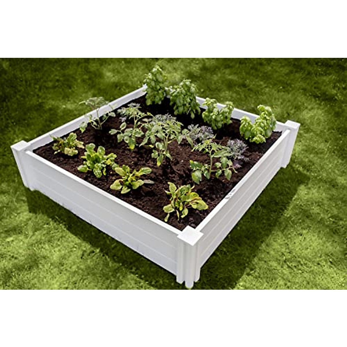 Vita Classic 4'X4'x11 Vinyl Raised, White VT17108 x 4ft Modular Garden Bed, 11" H