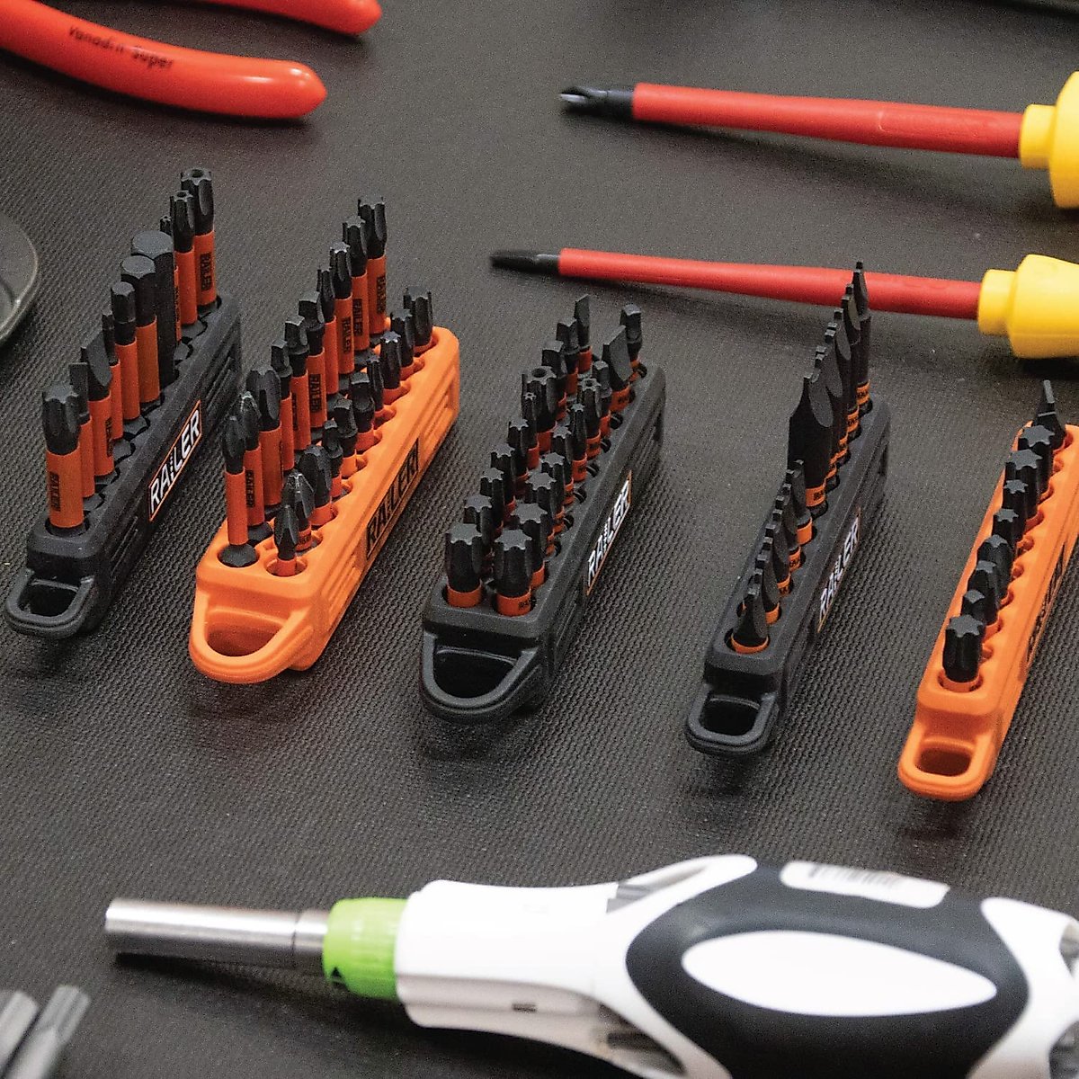 Spanner Screwdriver Bit Set - Railer 5PC S2 Steel 2" Spanner Snake Eyes Impact Driver Bit Set With A Tool Storage Bit Holder & Carabiner