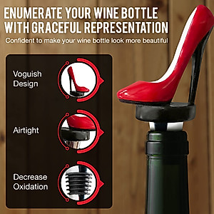Trovety High Heel Wine Stopper Custom - Cute Red Shoe Elegant High Heels Cork for Women, Bachelorette Party Decor - Decorative Stainless Steel Beverage Topper - Reusable Champagne Bottle Plugs