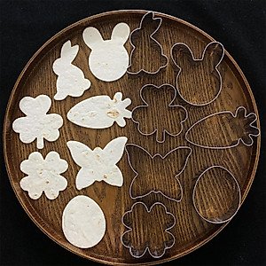 LUBTOSMN Shamrock Easter Cookie Cutter Set-3 Inches-7 Piece-Shamrock, Egg, Bunny, Carrot, Flower, Butterfly, Bunny Face, Easter Cutter Fondant Molds for Kids Holiday Celebration.