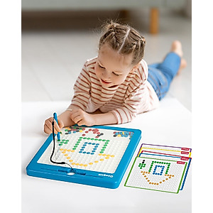 Coogam Magnetic Drawing Board, Large Magnet Doodle Board with Pen and Dot Beads, Color Shape Pattern Art Pad, Montessori Educational Traveling Toy Gift for 3 4 5 6 Years Old Toddlers