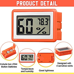 24 Pcs Temperature Humidity Meters Electronic Gauge Indoor Thermometer Hygrometer Small Humidity Meter Monitor Digital Hygrometer Mini LCD Display Fahrenheit for Garden, Fridge, Cellar, Closet